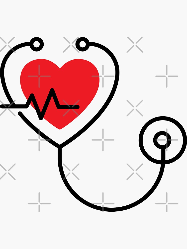 "Red Heart Stethoscope" Sticker for Sale by DreamyStrokes | Redbubble