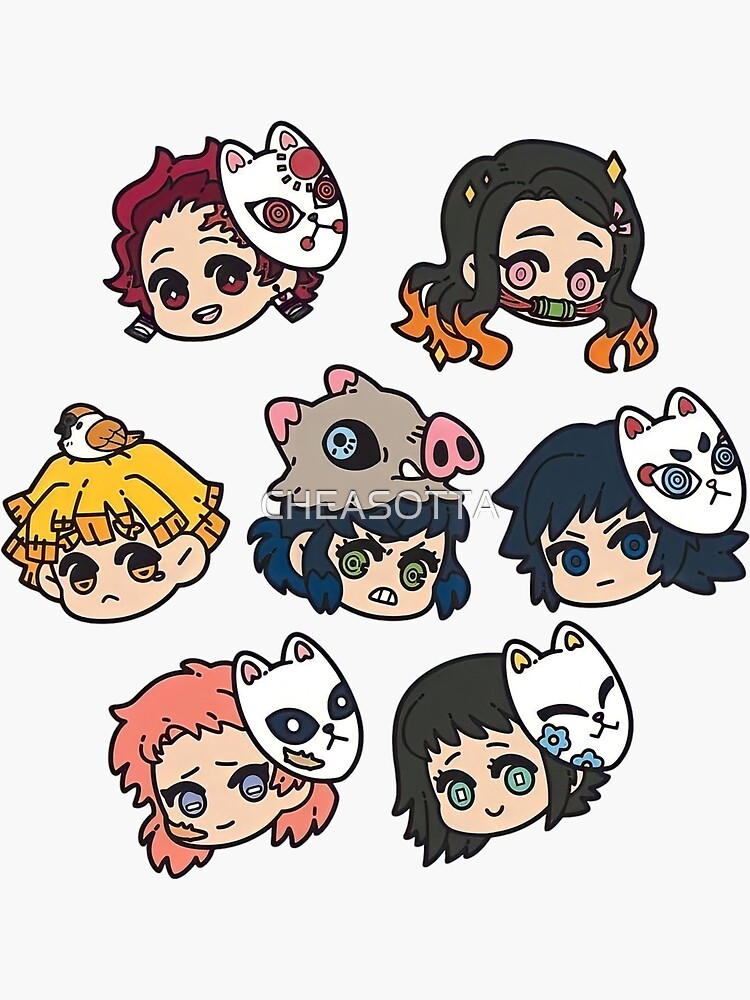"Demon slayer characters " Sticker by CHEASOTTA | Redbubble
