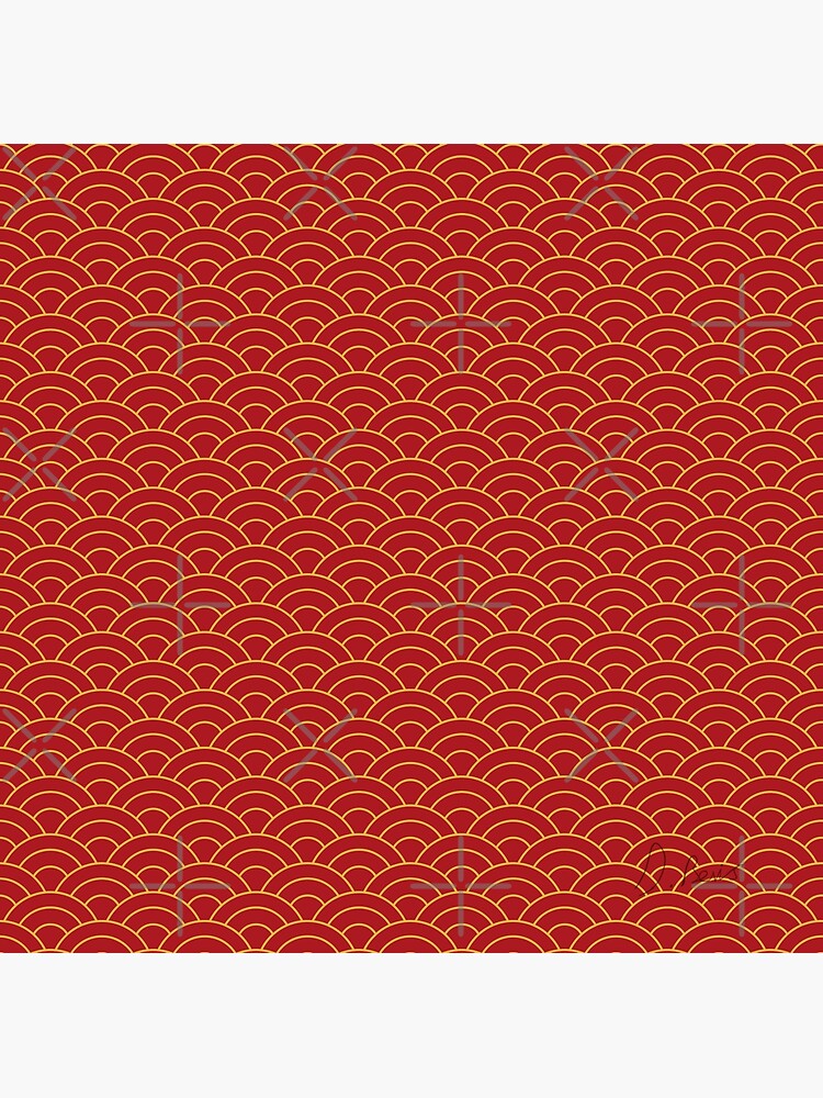 "Japanese Wave Pattern - Red and Gold Palette " Poster for Sale by ...