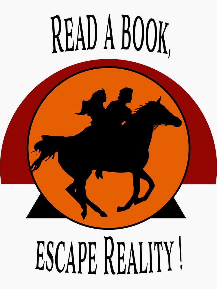 "Read a book, escape reality! Elegant design for booknerds" Sticker for ...