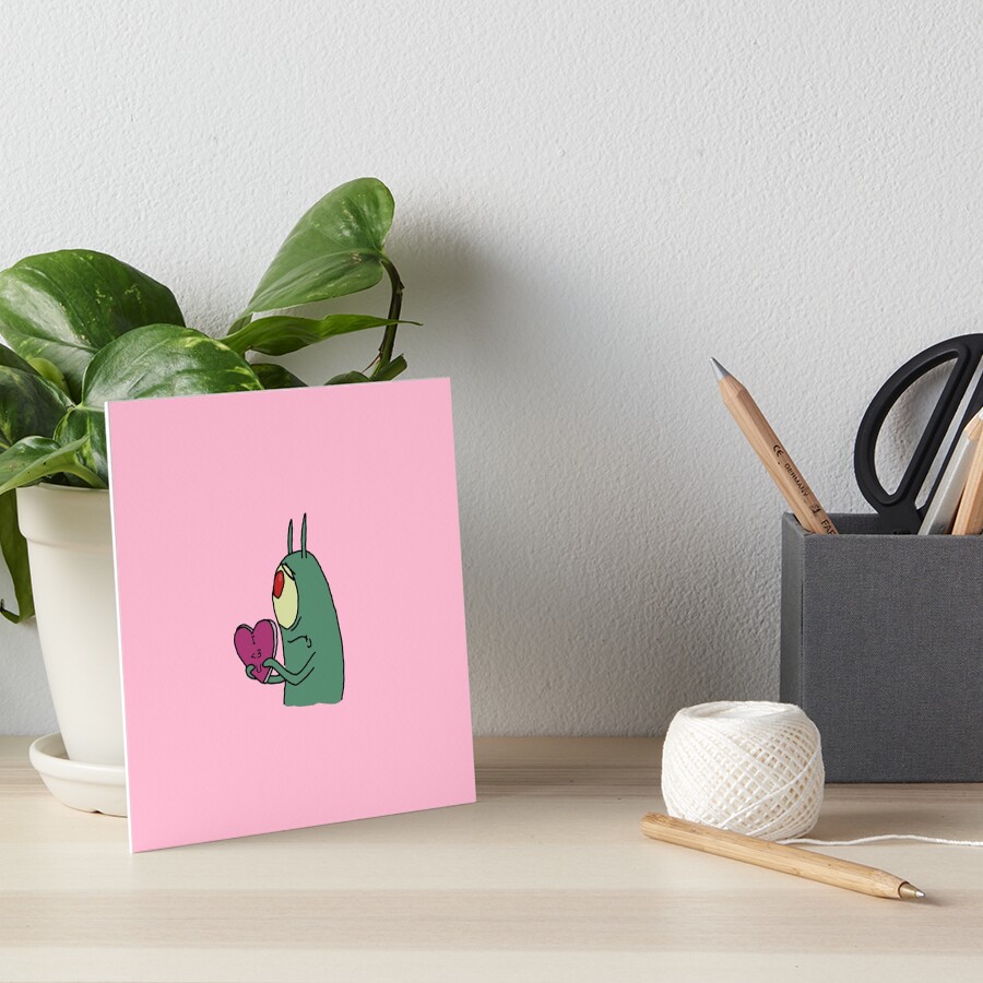 "Valentines Day Plankton With Heart Wholesome Meme" Art Board Print by ...