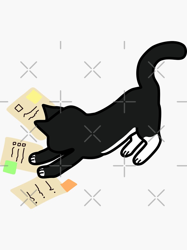 "Working Cat" Sticker for Sale by HexyArts | Redbubble