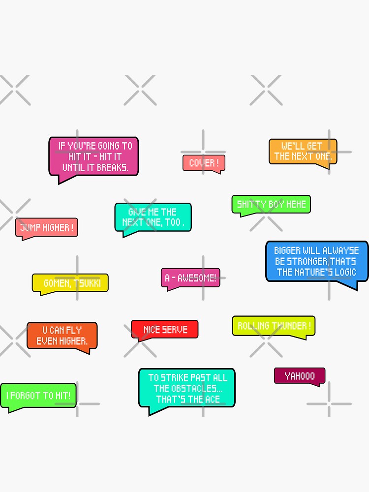 "Colourful Haikyuu Quotes ( white text )" Sticker for Sale by ...