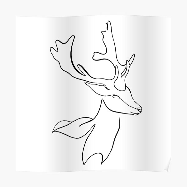 "Deer one line art. Animal lineart. Contouring libe. Minimalist line ...