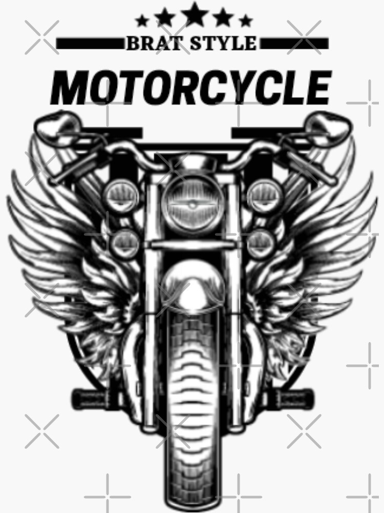"BRAT STYLE Motorcycle Retro T-Shirt Design " Sticker by EmbyMart ...