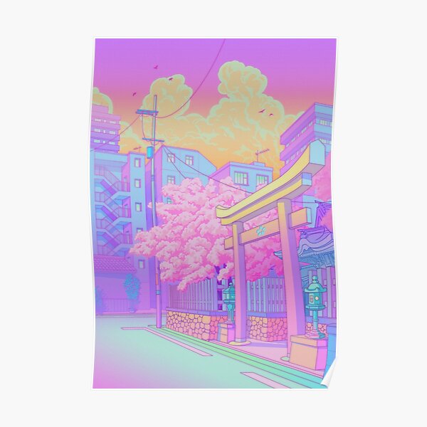 "Sakura Jinja" Poster by EloraPautrat | Redbubble