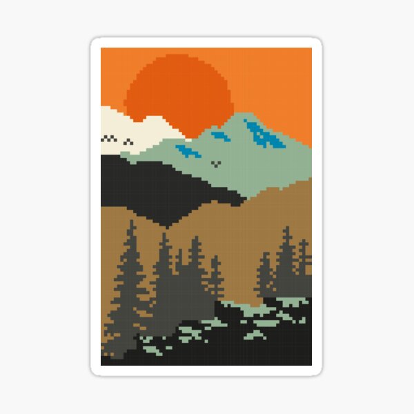 "Pixel landscape" Sticker by m3dcim | Redbubble
