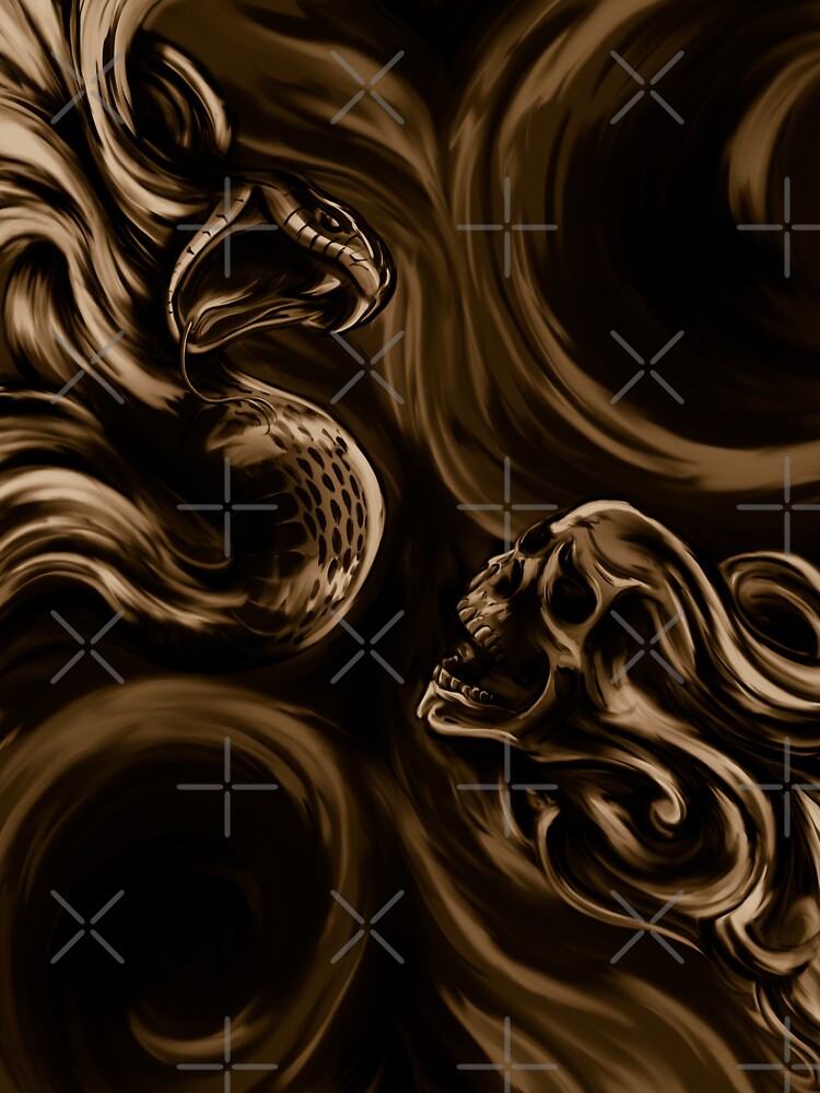 "Skull & Snake (sepia)" Sticker for Sale by FattoAMano | Redbubble