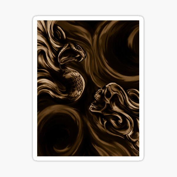 "Skull & Snake (sepia)" Sticker for Sale by FattoAMano | Redbubble