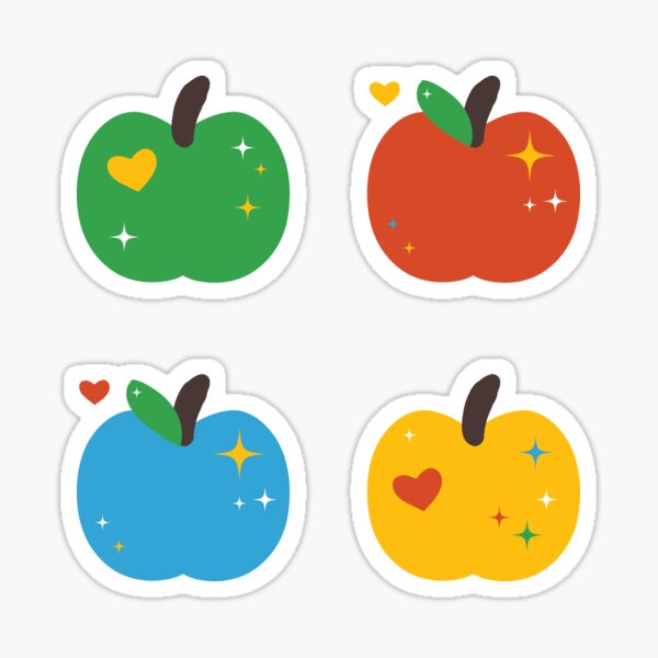 "Cute Colorful Magical Apples" Sticker by Apple-and-Cat | Redbubble
