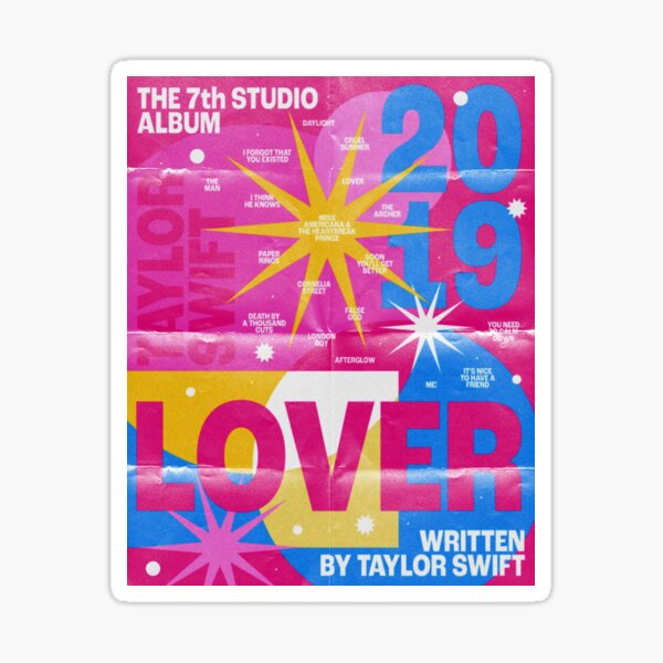 "Lover - Taylor Swift" Sticker by phrawgcraft | Redbubble