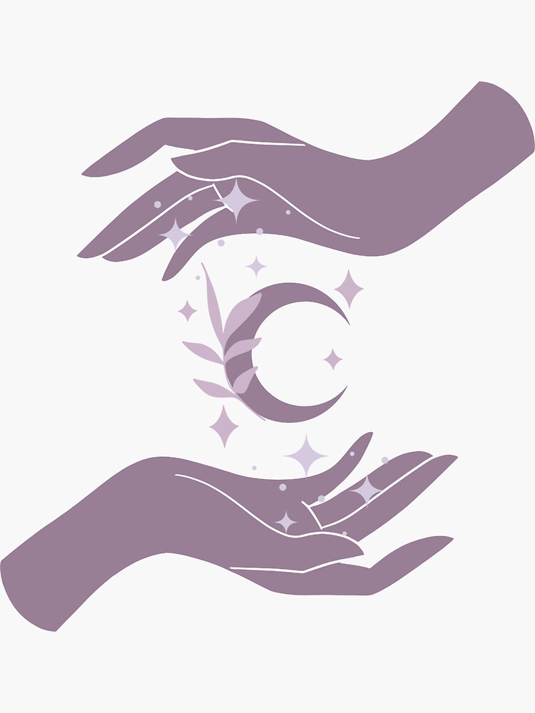 "Celestial Hands Holding the Crescent Moon and Stars, Magic Graphic ...