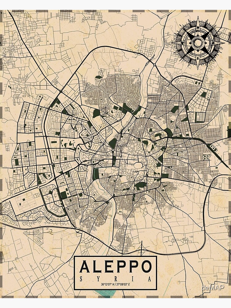 "Aleppo City Map of Syria - Vintage" Poster for Sale by deMAP | Redbubble