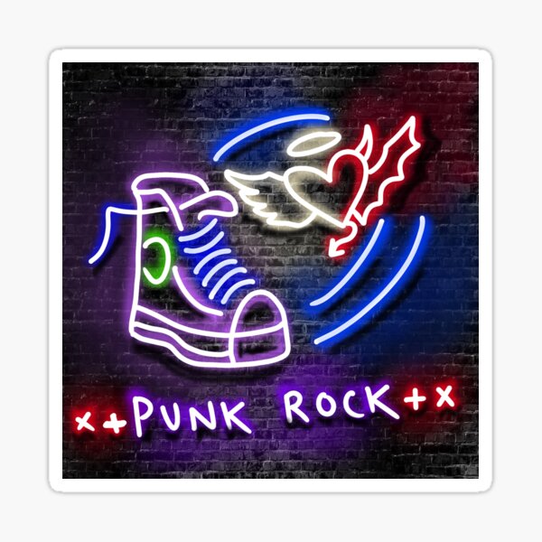 "Punk Rock Neon Sign" Sticker by ArtypantsVerse | Redbubble