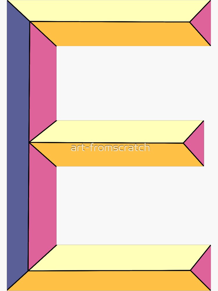 "Geometric Letter E (Purple)" Sticker by art-fromscratch | Redbubble