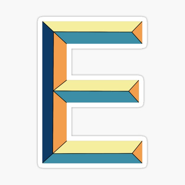 "Geometric Letter E (Orange)" Sticker by art-fromscratch | Redbubble
