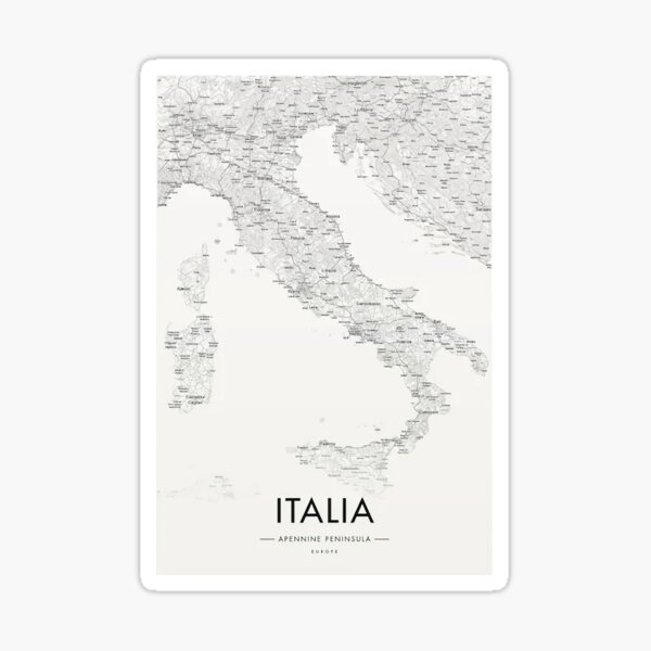 "Italy Map Poster" Sticker by Xcorn | Redbubble