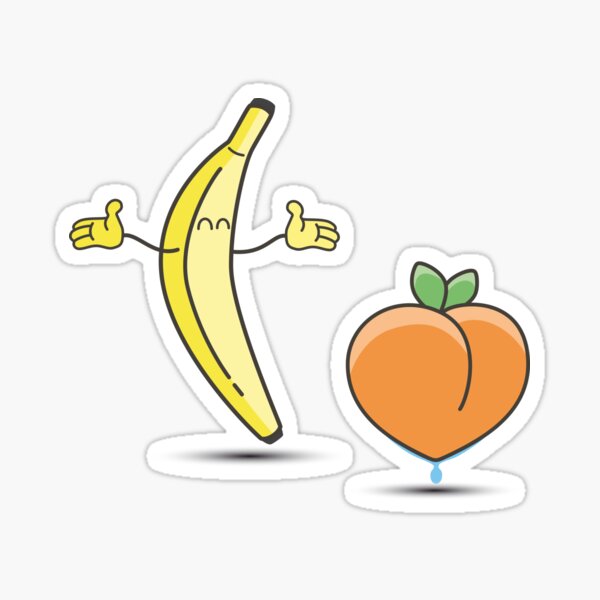 "Banana hugs wet peach" Sticker for Sale by grawires | Redbubble