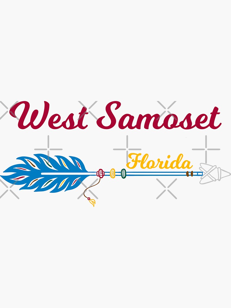 "West Samoset Florida Featuring Arrow with Feather" Sticker for Sale by ...