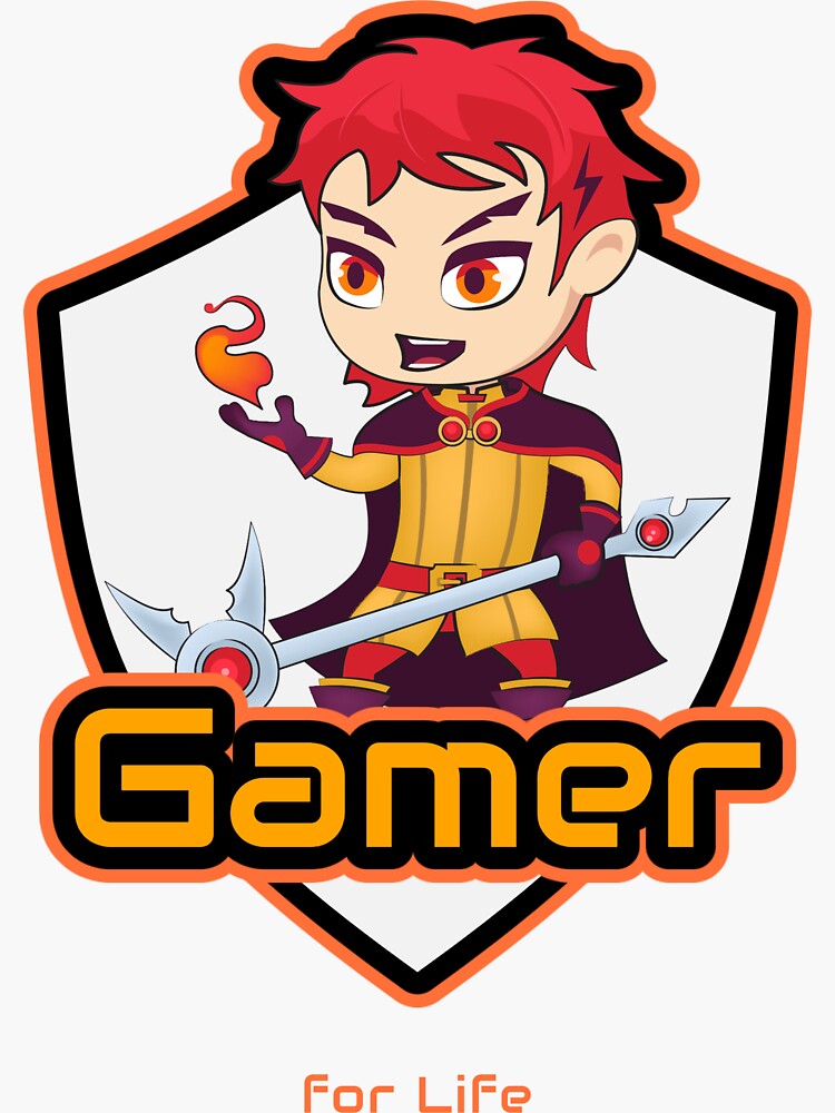"Gamer for Life with Smiling Warrior" Sticker for Sale by PRIVARSHU ...
