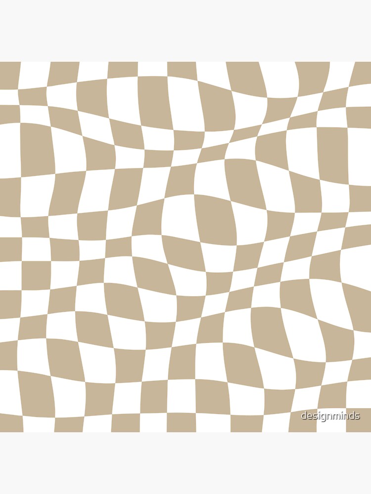 "Warped Checkered Pattern (tan/white)" Sticker by designminds | Redbubble