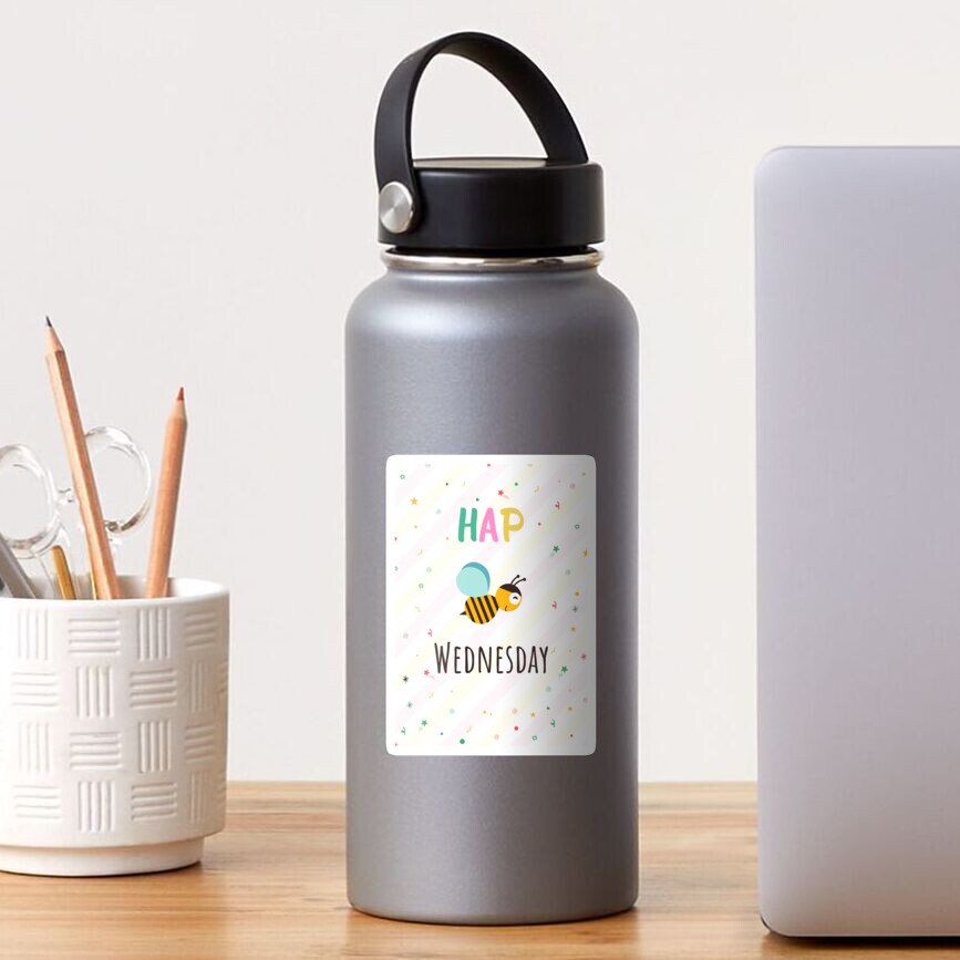 "Cheerful Bee — Happy Wednesday!" Sticker for Sale by superhappytime ...