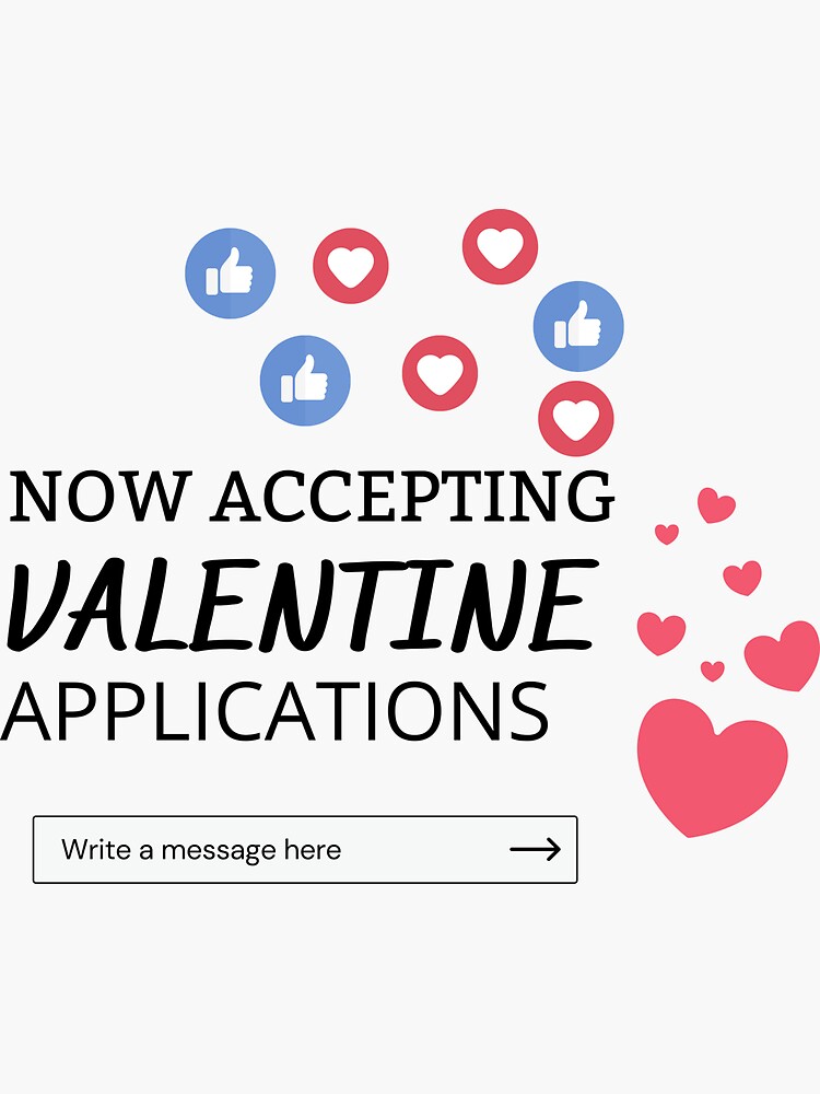 "Now accepting Valentine applications" Sticker by KateMagicArt | Redbubble