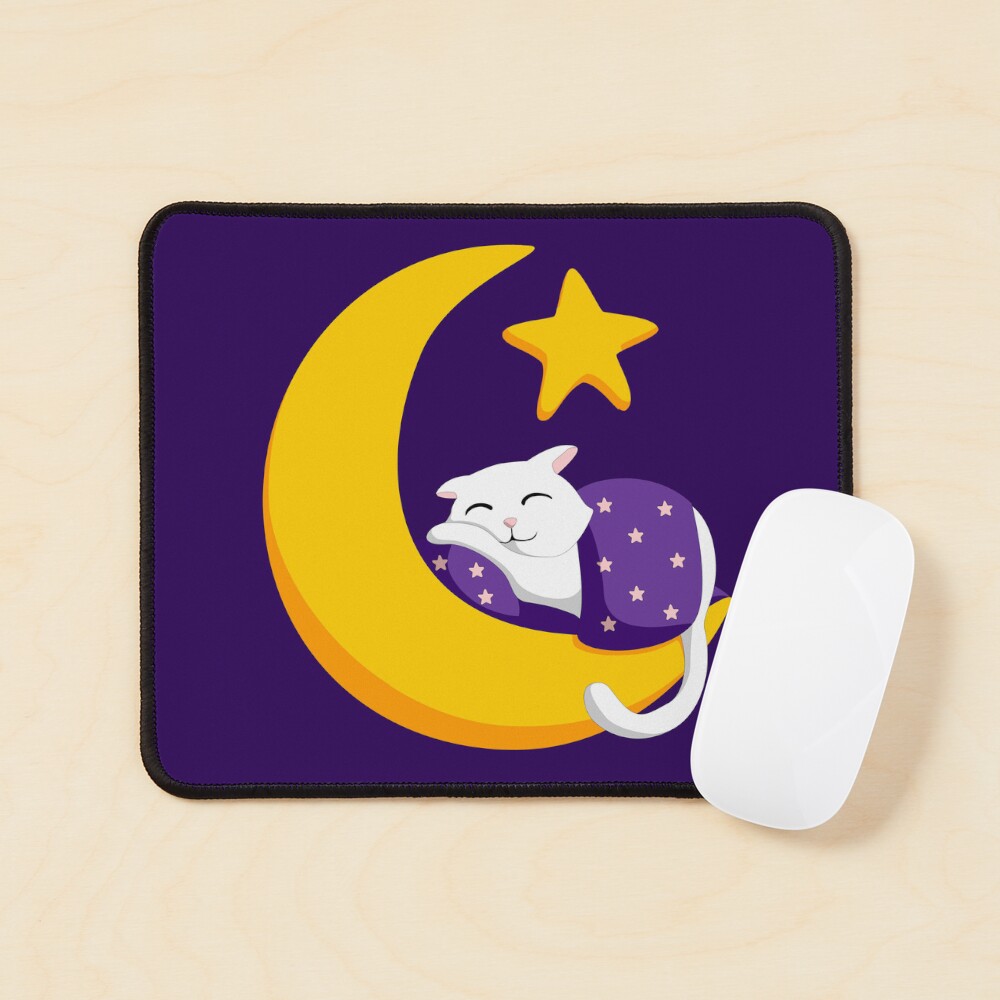 "Sleeping Cat on Crescent Moon Star Ramadan" Sticker for Sale by ...