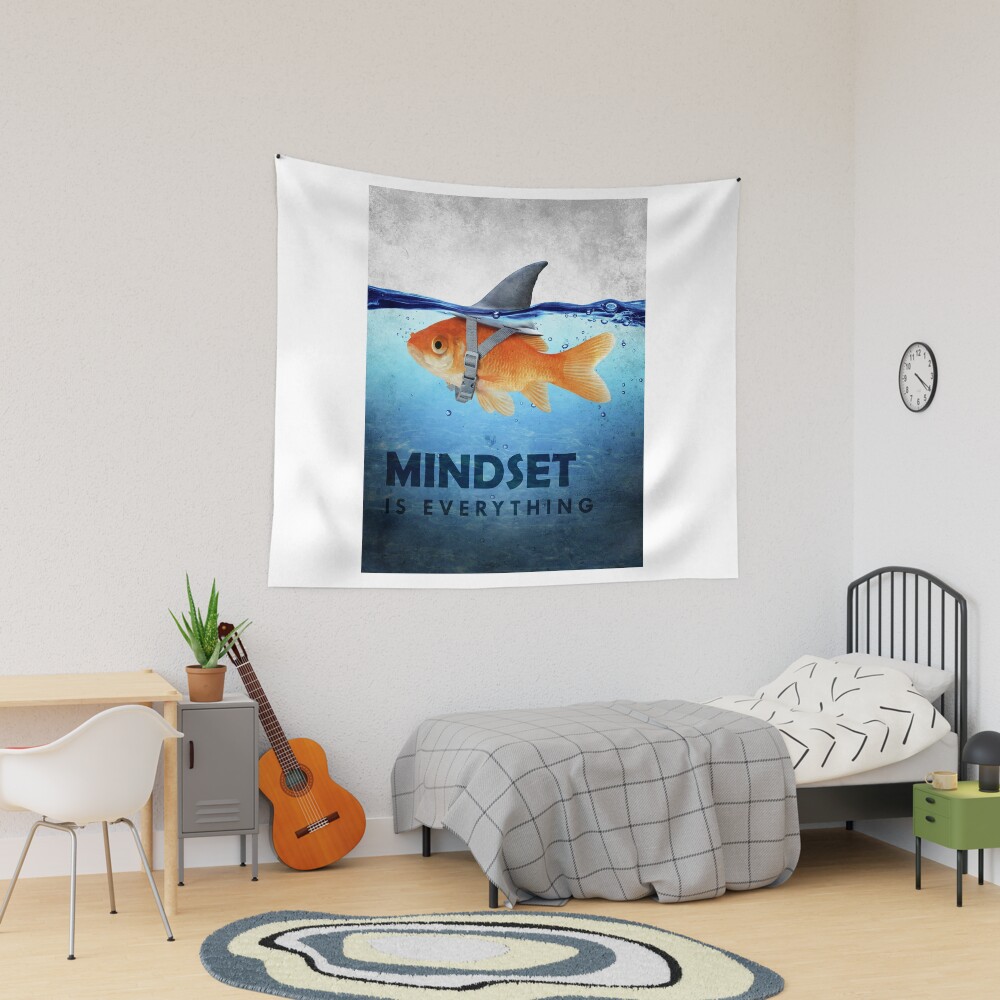 "Mindset Is Everything Fish And Shark Illustration Motivation" Poster ...