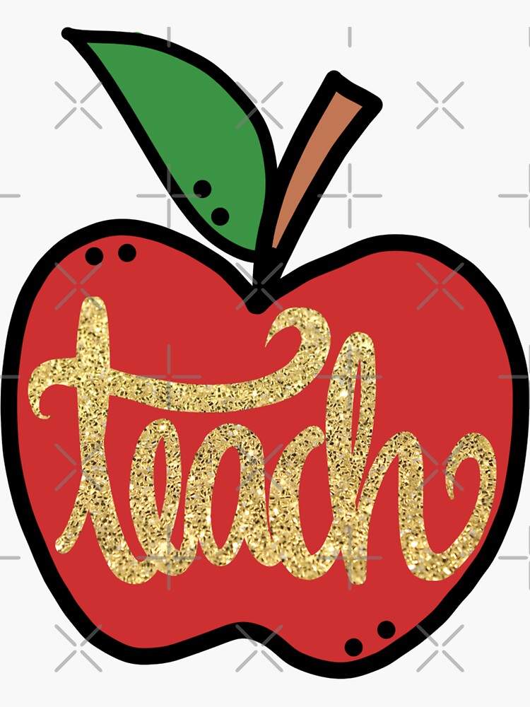 "Teacher's Teach Apple" Sticker for Sale by LemonadeKi | Redbubble