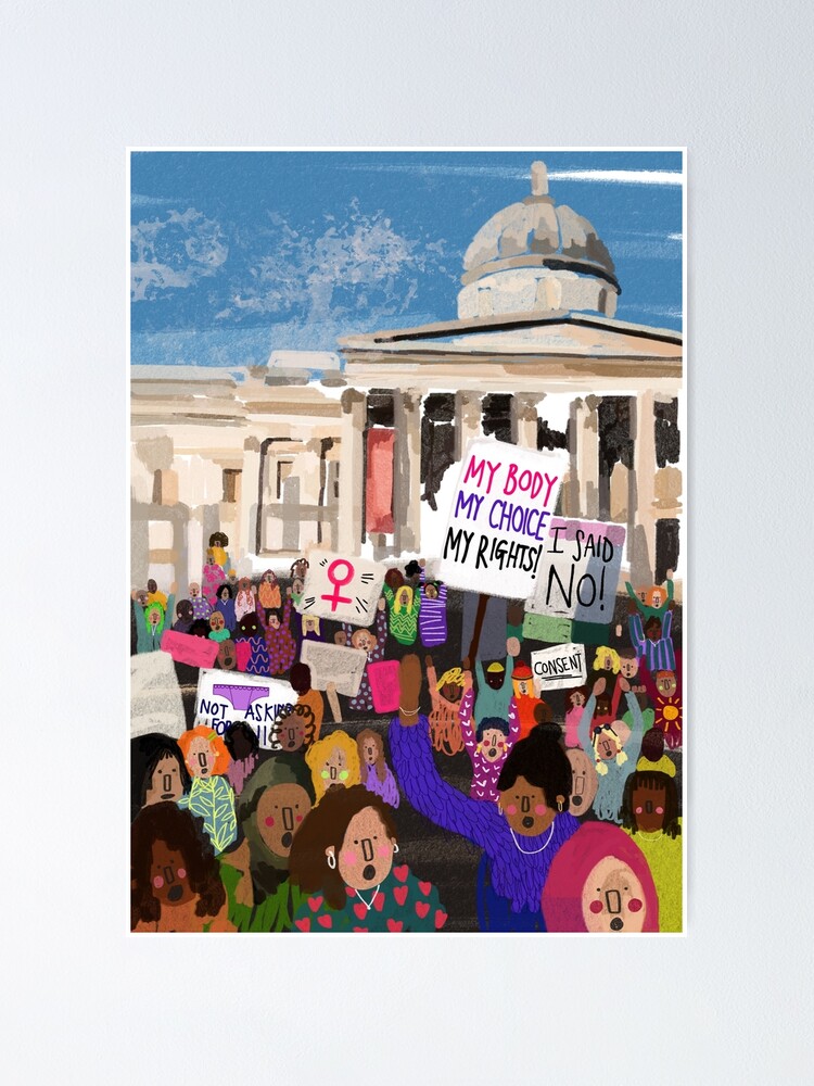 "Women's Rights Protest Illustration" Poster for Sale by MDBespokeArt ...