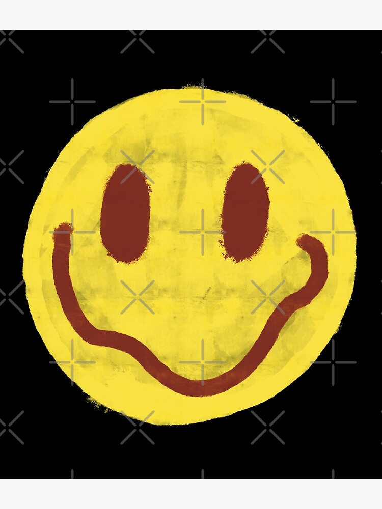 "Yellow and Maroon Vintage Smiley Face" Poster for Sale by ...