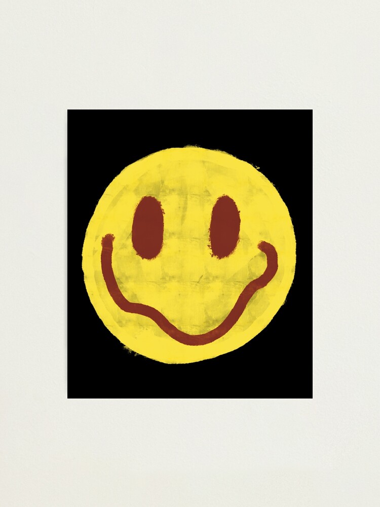 "Yellow and Maroon Vintage Smiley Face" Photographic Print for Sale by ...