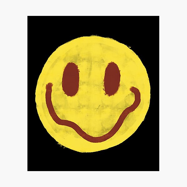 "Yellow and Maroon Vintage Smiley Face" Photographic Print for Sale by ...