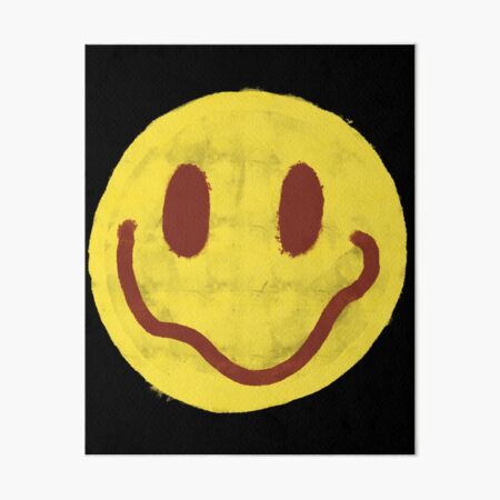 "Yellow and Maroon Vintage Smiley Face" Art Board Print for Sale by ...
