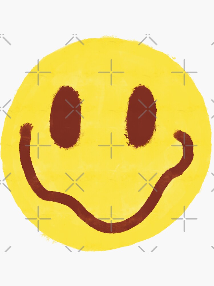 "Yellow and Maroon Vintage Smiley Face" Sticker for Sale by ...