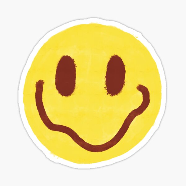 "Yellow and Maroon Vintage Smiley Face" Sticker for Sale by ...