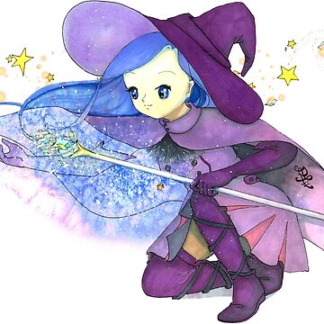 "Anime witch girl casting magic, anime magician glowing enchanted staff ...
