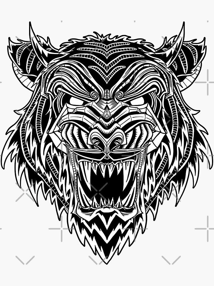 "Demon Tiger" Sticker for Sale by ilyoung | Redbubble
