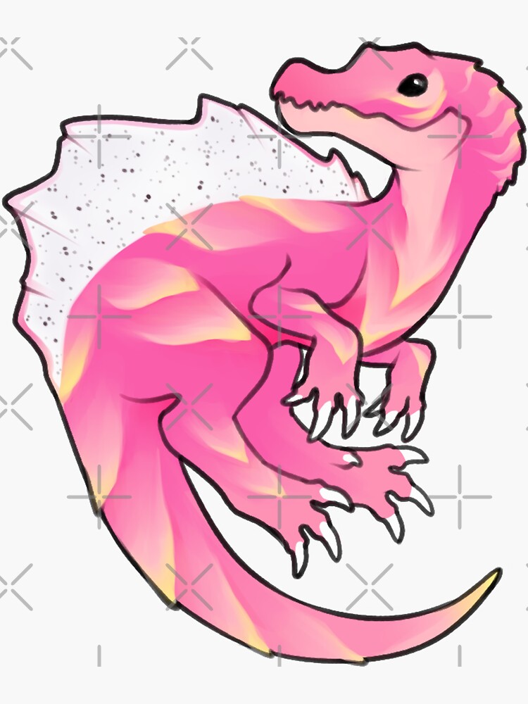 "Chibi Dragonfruit Spinosaurus" Sticker by FossilizeAmber | Redbubble
