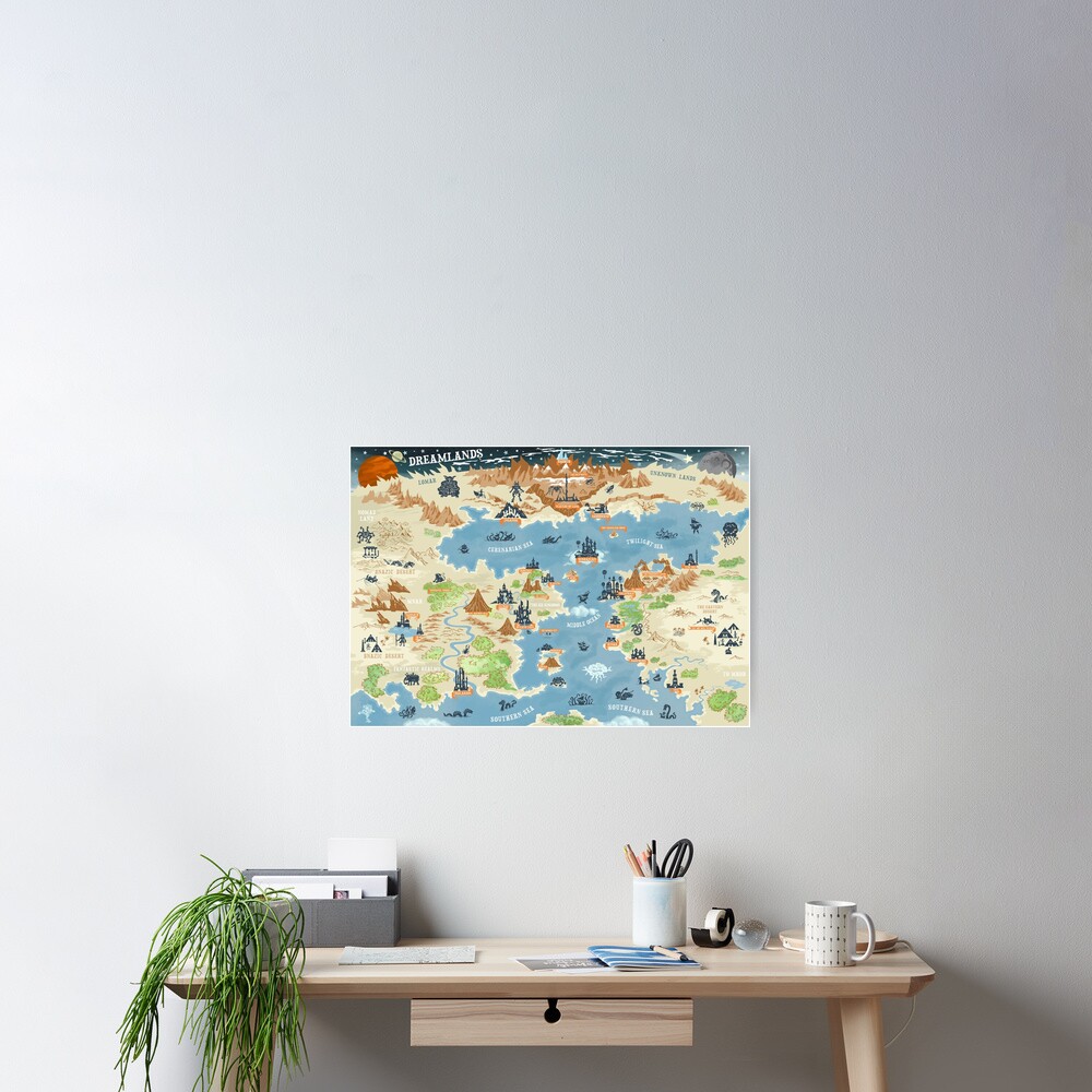 "H.P. Lovecraft - Dreamlands Map, simple icon illustrations" Poster for ...