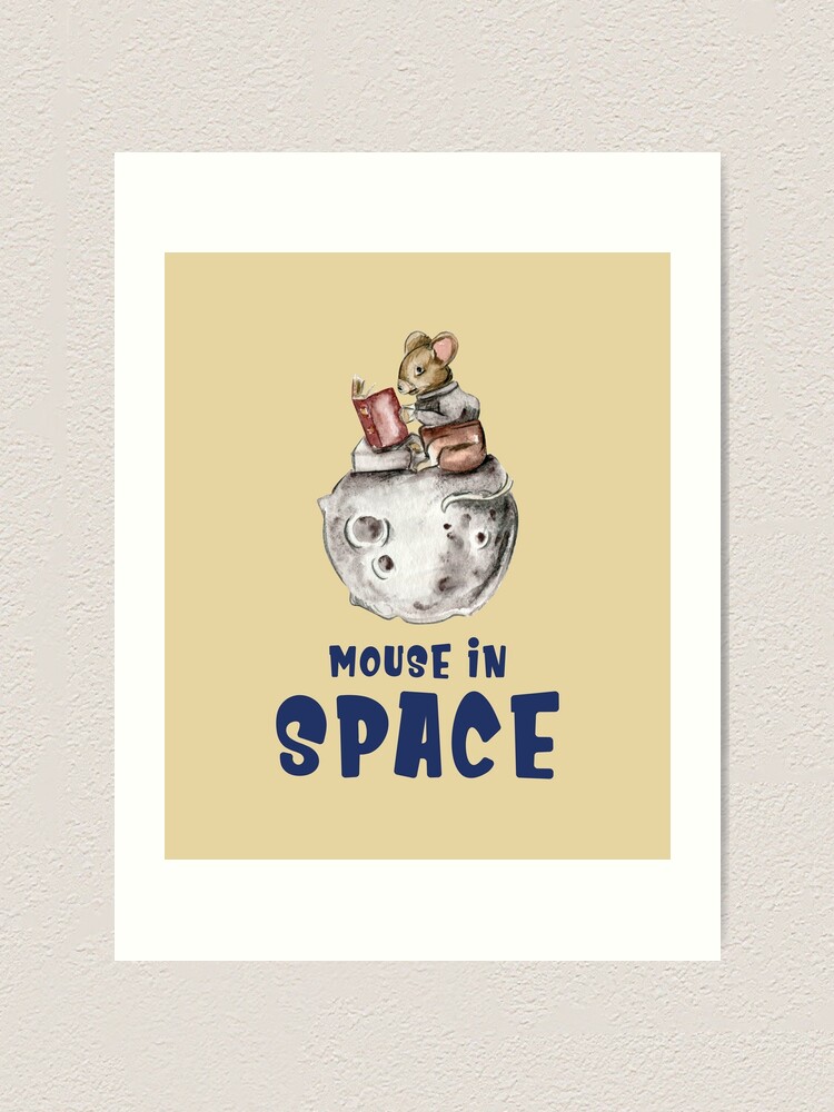 "Mouse in space - mouse sitting on the moon reading - buttercup" Art ...