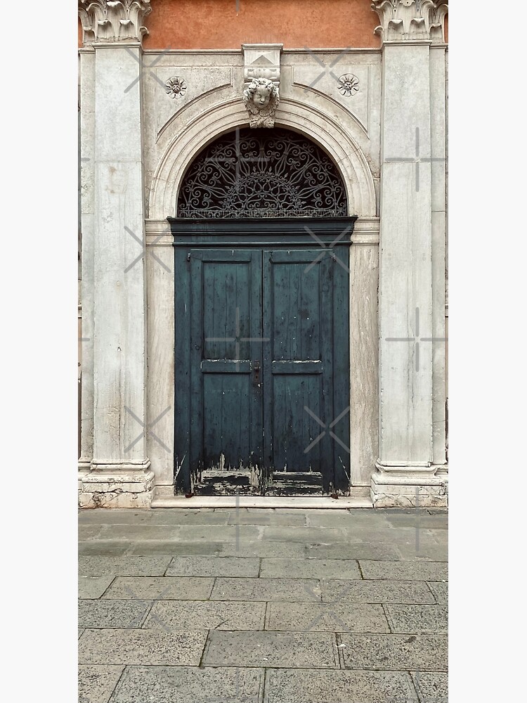 Poster « Porte vénitienne - porte bleue contre un mur de pierre », par ...