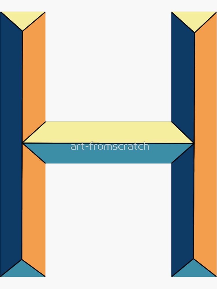 "Geometric Letter H (Orange)" Sticker by art-fromscratch | Redbubble