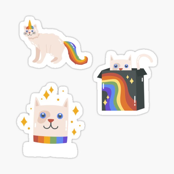 "Cute Rainbow Cat Stickers - Adorable Cute Funny Cats Stickers ...