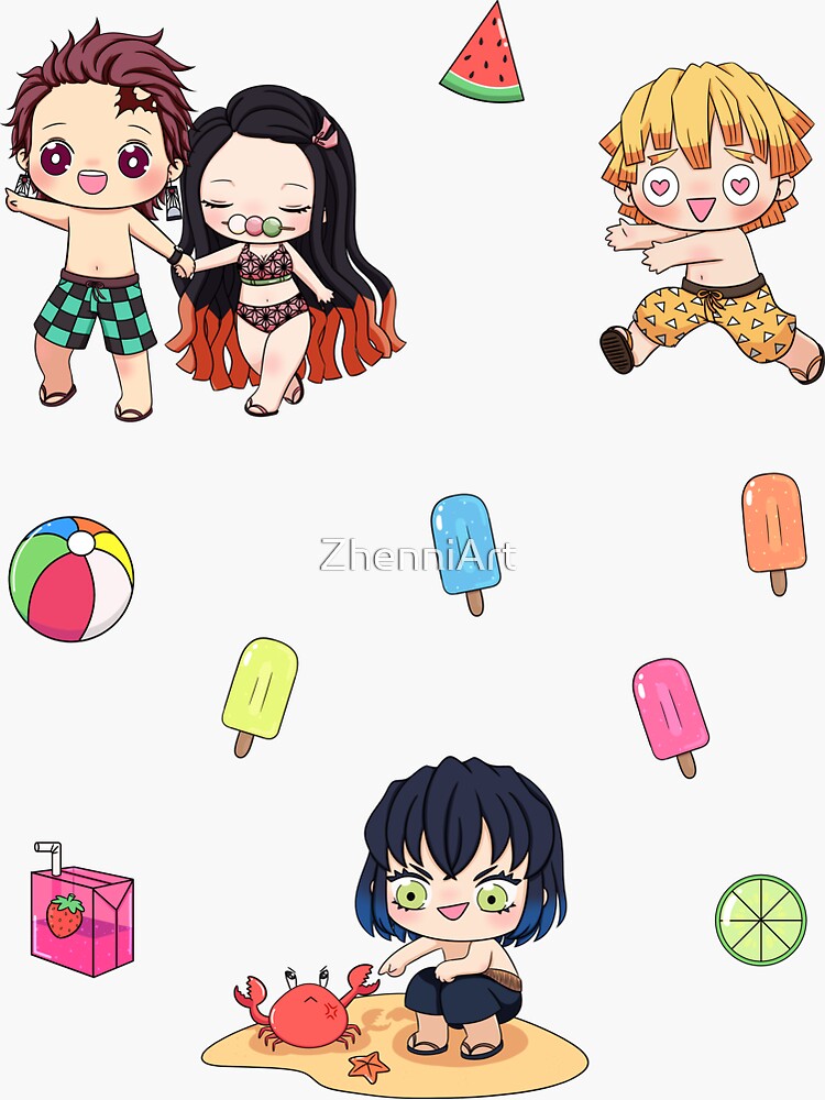 "Summer Slayers" Sticker for Sale by ZhenniArt | Redbubble