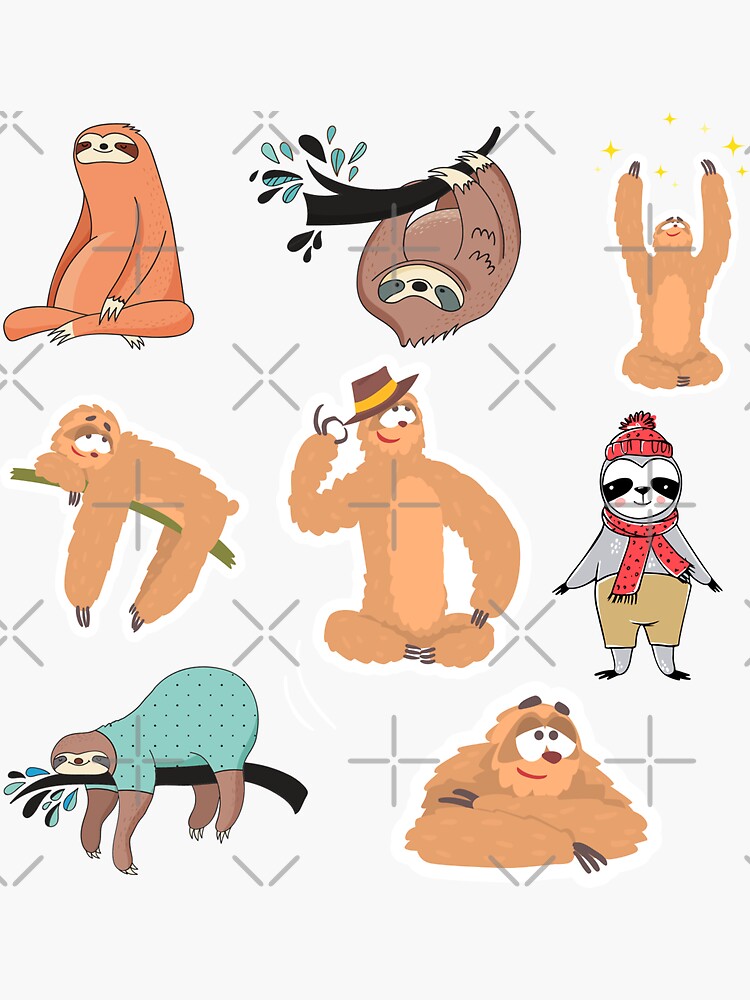 "Adorable Cute Funny Sloth Stickers " Sticker for Sale by faithamadi ...