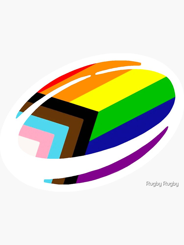 "Progress Pride Rugby Ball" Sticker by uchicagorugby | Redbubble