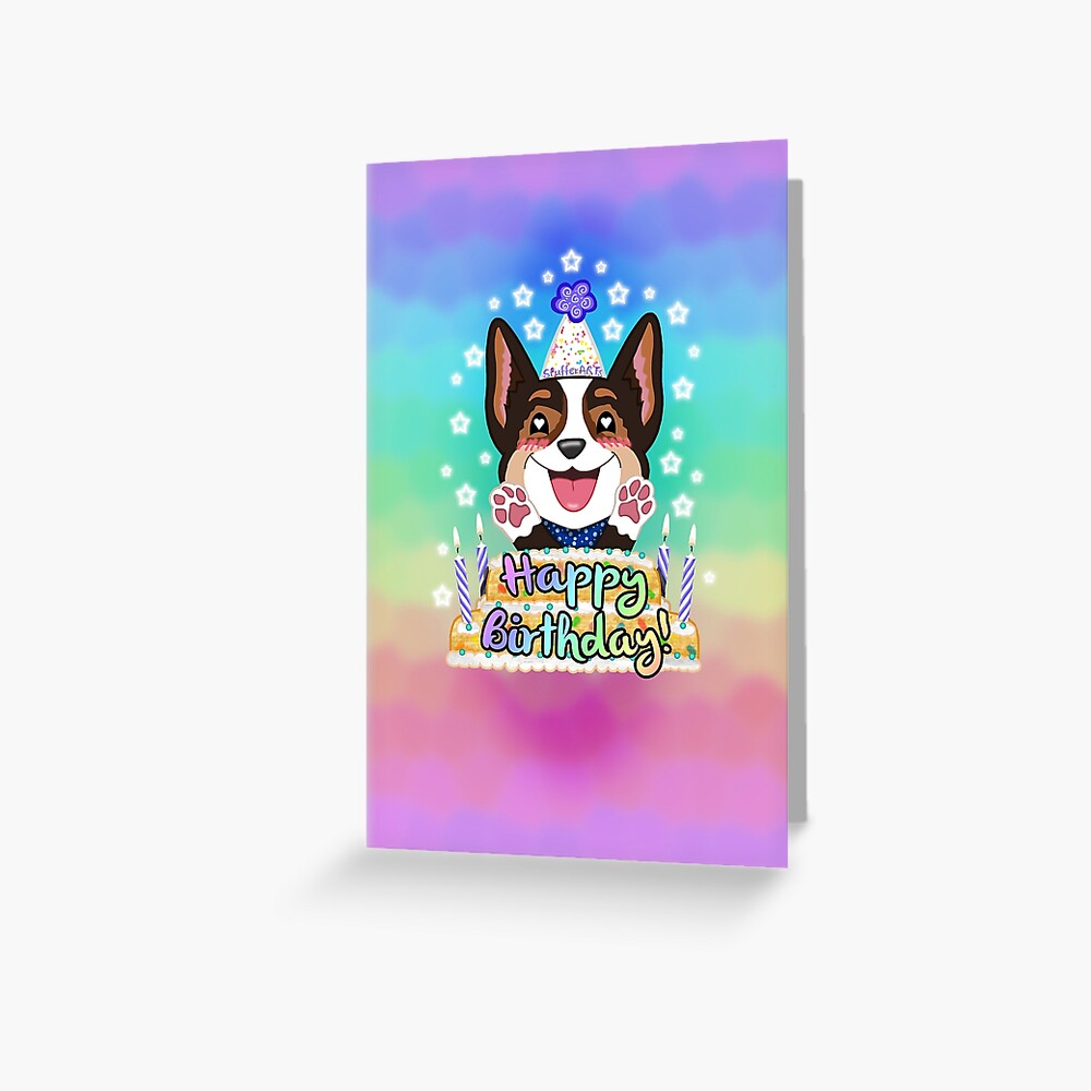 "Happy Birthday - Tri Color Corgi" Greeting Card by SPufferART | Redbubble
