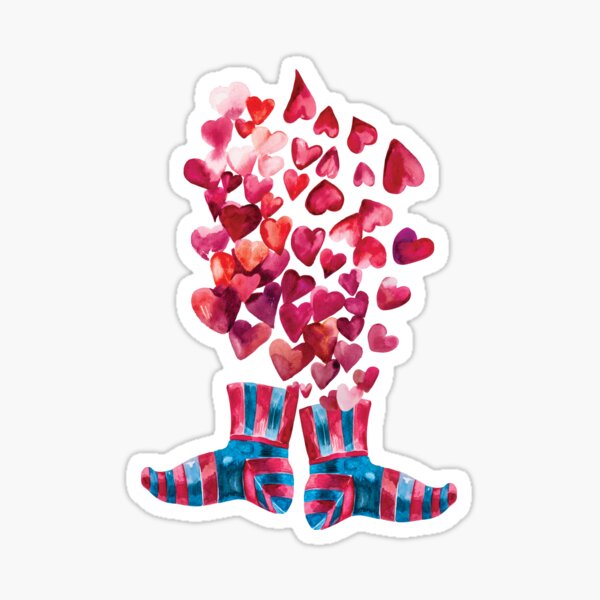 Pegatina «Confeti de corazones rosas y calcetines de pies felices para ...